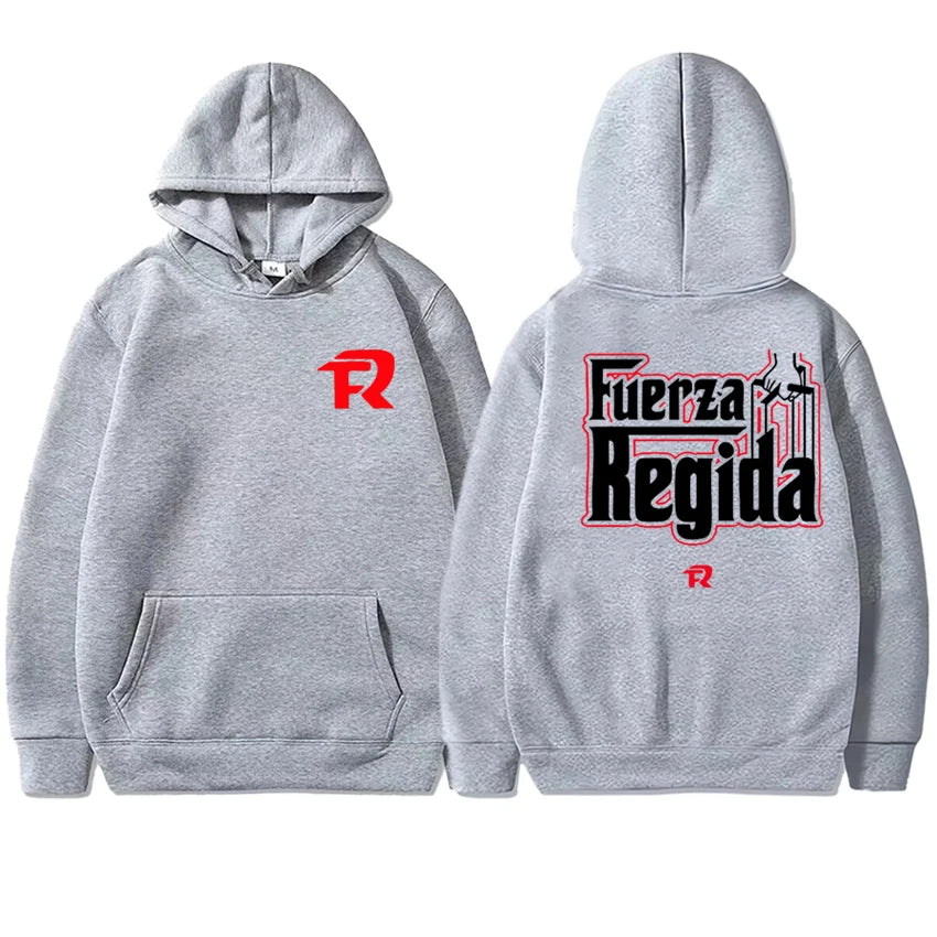 Fuerza Regida Premium Logo Hoodie – Gray – Latin Music Merchandise