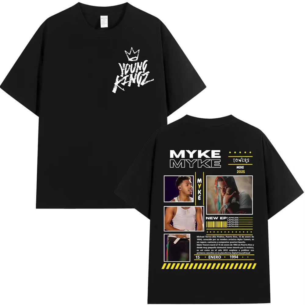 Myke Towers Young Kingz 2025 T-Shirt – Black – Latin Music Merchandise