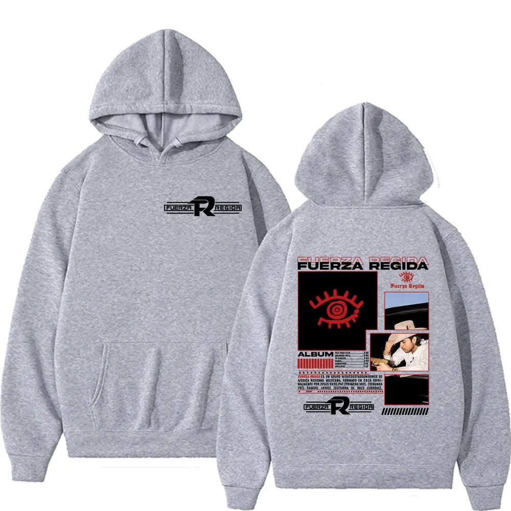 Fuerza Regida Vision Album Hoodie – Gray – Latin Music Merchandise