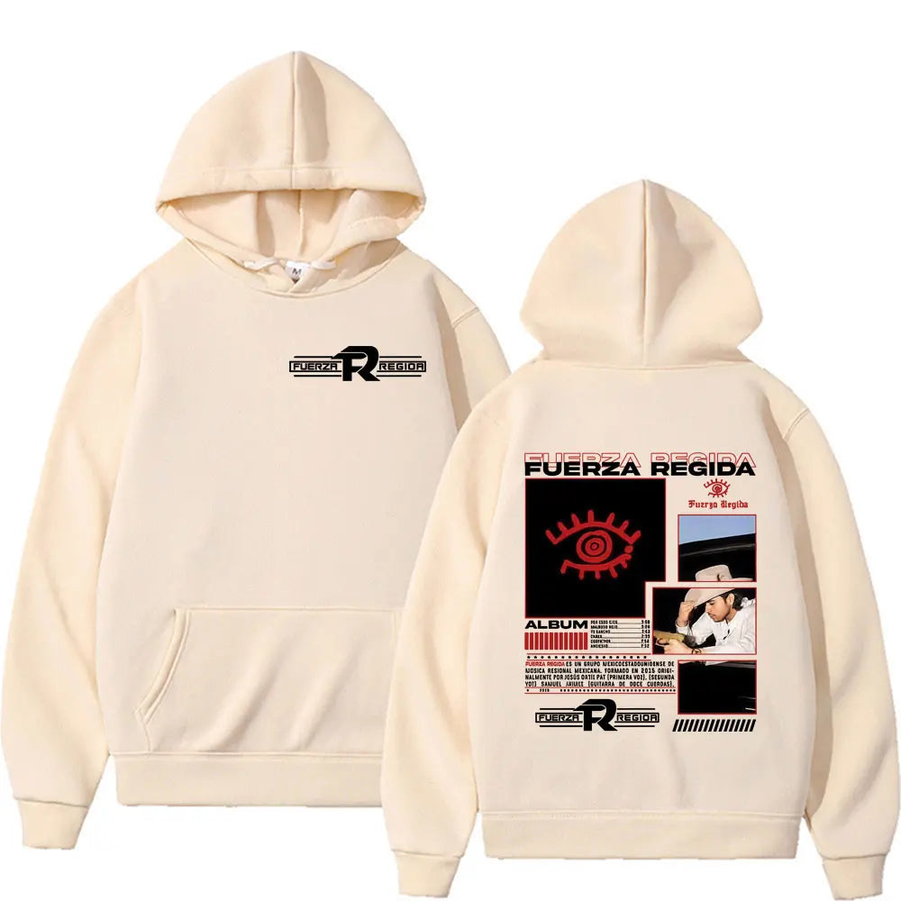 Fuerza Regida Vision Album Hoodie – Beige – Latin Music Merchandise